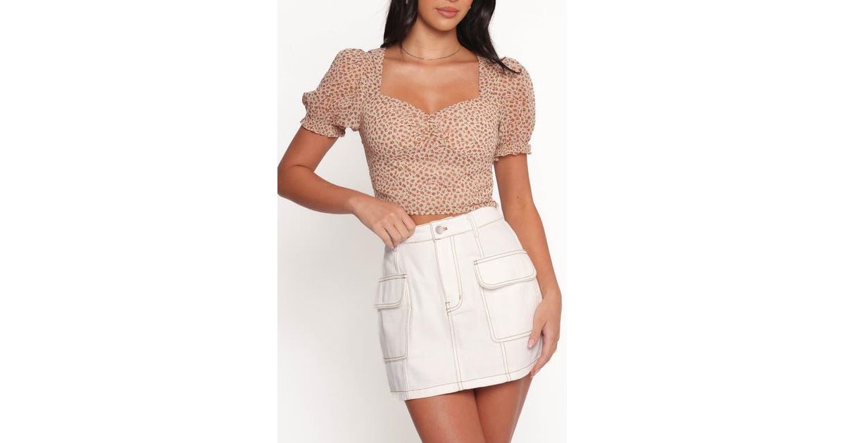 Petal & Pup Noel Floral Puff Sleeve Top in White | Lyst