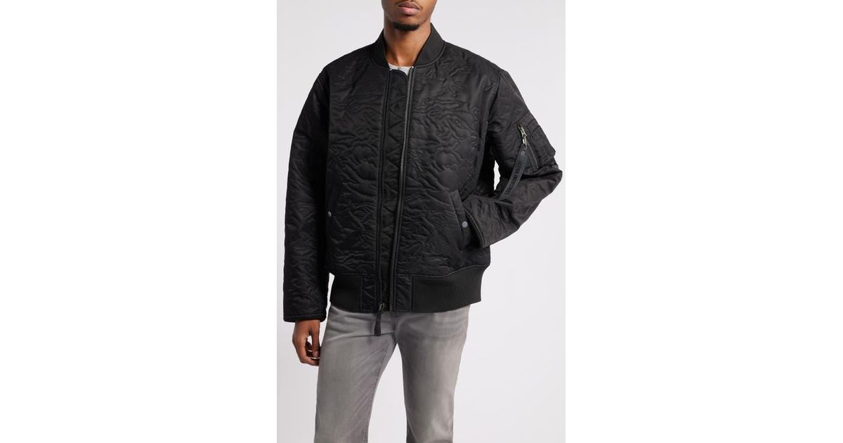 Alpha Industries Quilted Camo Flight Jacket in Black for Men | Lyst