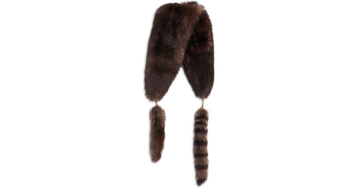 Chloé Chain Tails Genuine Shearling Scarf in Black | Lyst