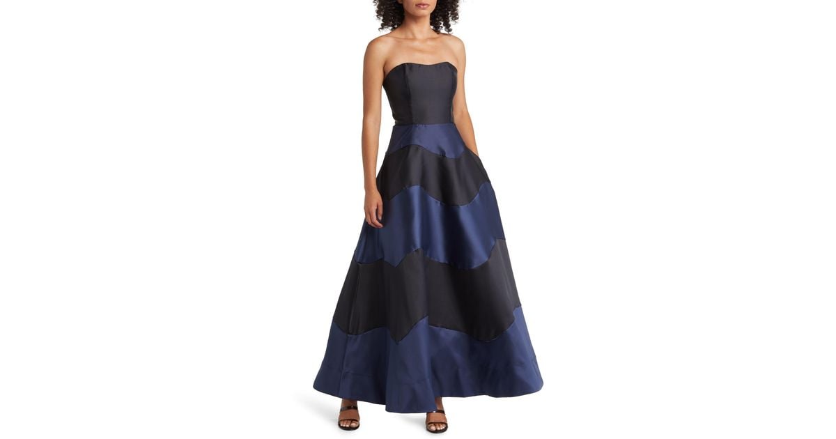 Hutch Rena Colorblock Strapless Gown in Blue | Lyst