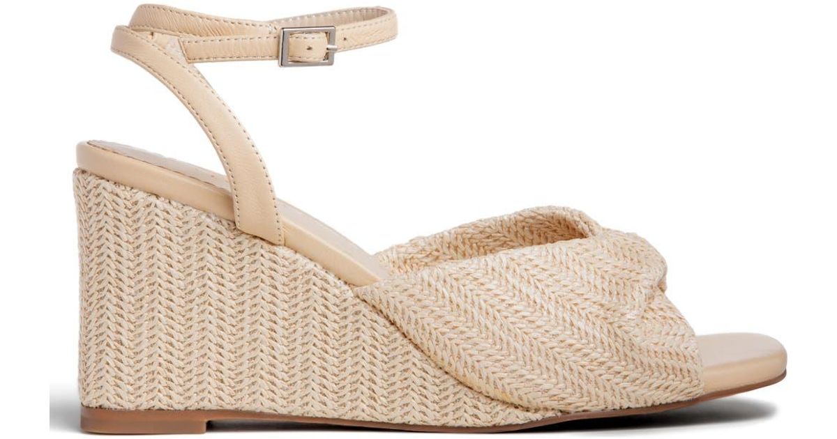 Allegra James Mona Raffia Wedge Sandal in Natural | Lyst