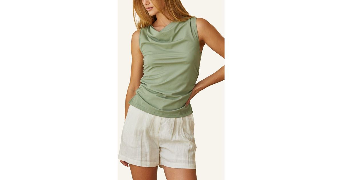 Crescent Shirred Knit Top in Green | Lyst