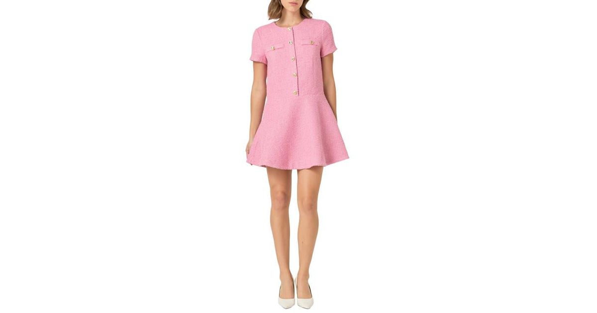 Endless Rose Tweed A-Line Minidress in Pink | Lyst