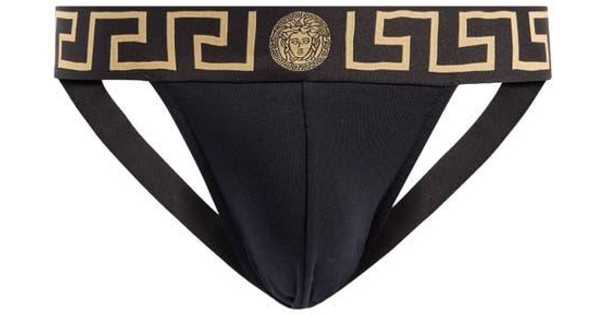 Versace Stretch Cotton Jock Strap in Black for Men | Lyst