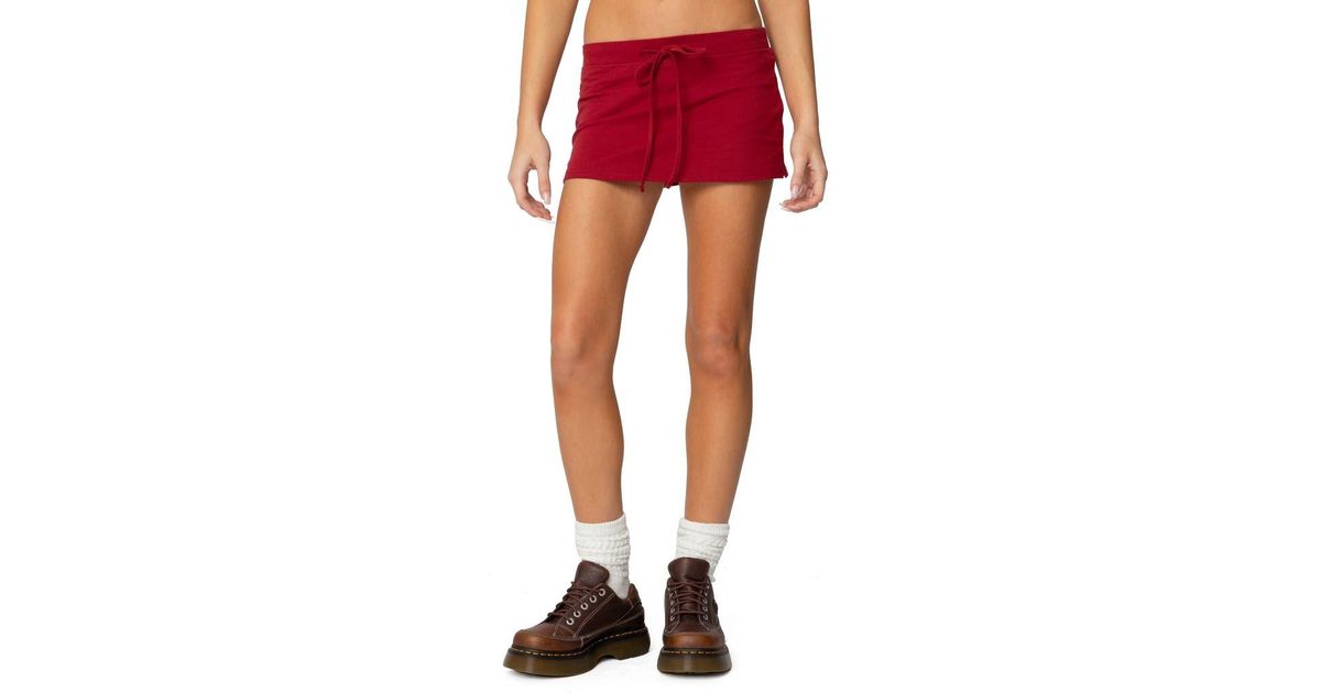 Edikted Bayside Stretch Cotton Micro Skort in Red | Lyst