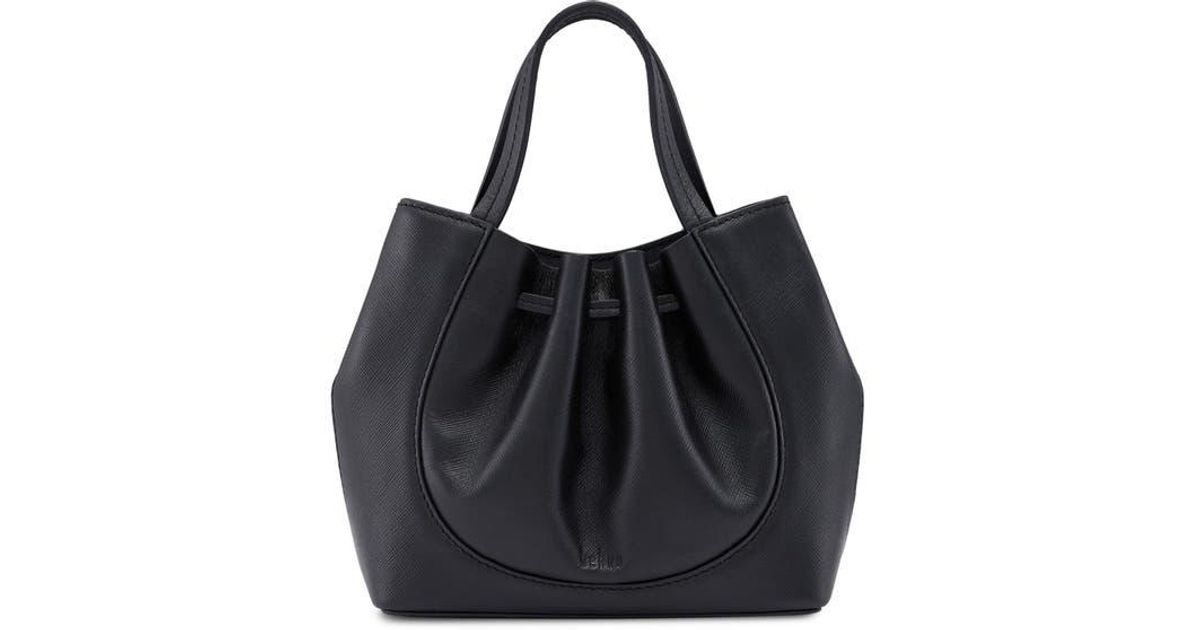 BEHNO Mini Katrina Saffiano Leather Tote in Black | Lyst