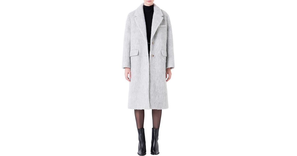 Grey Lab Lab Oversize Longline Wool Blend Coat in Gray | Lyst