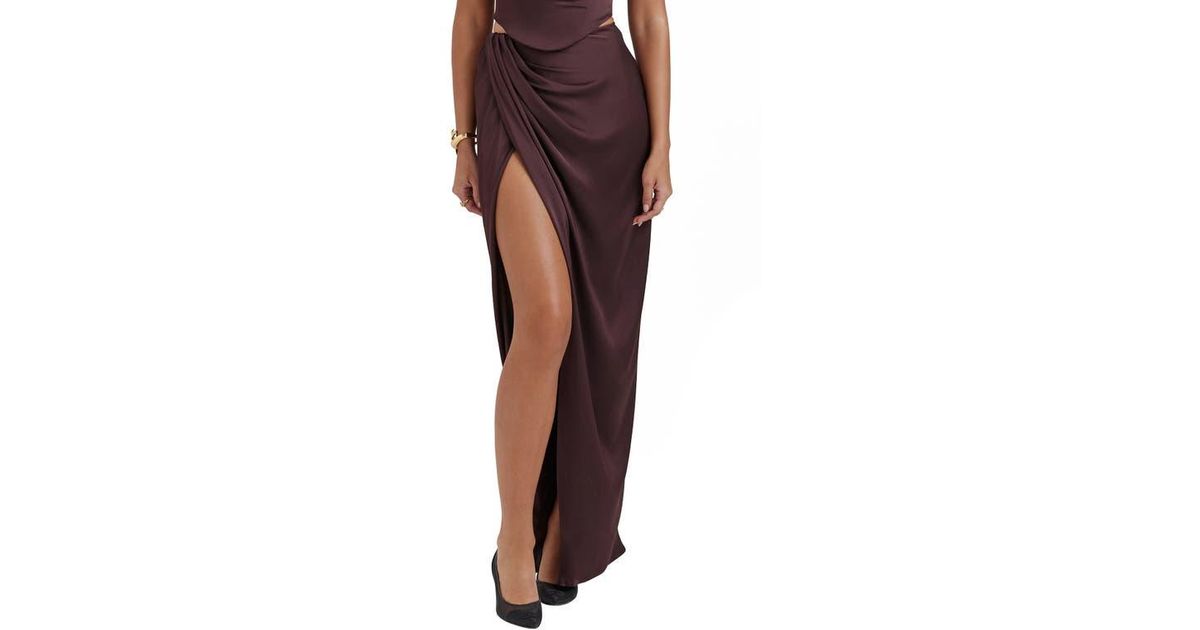 House Of Cb Vesper Gathered Side Slit Skirt | Lyst