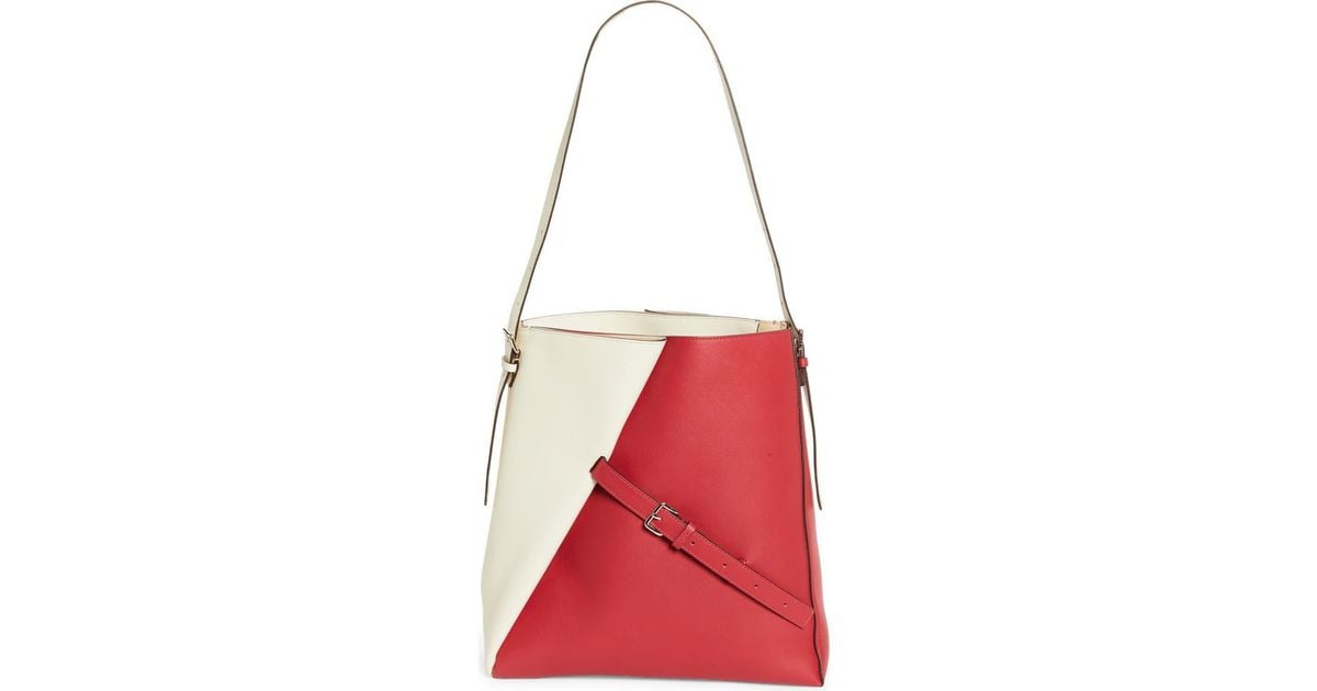 Marni Reverse Leather Hobo Bag in Red | Lyst