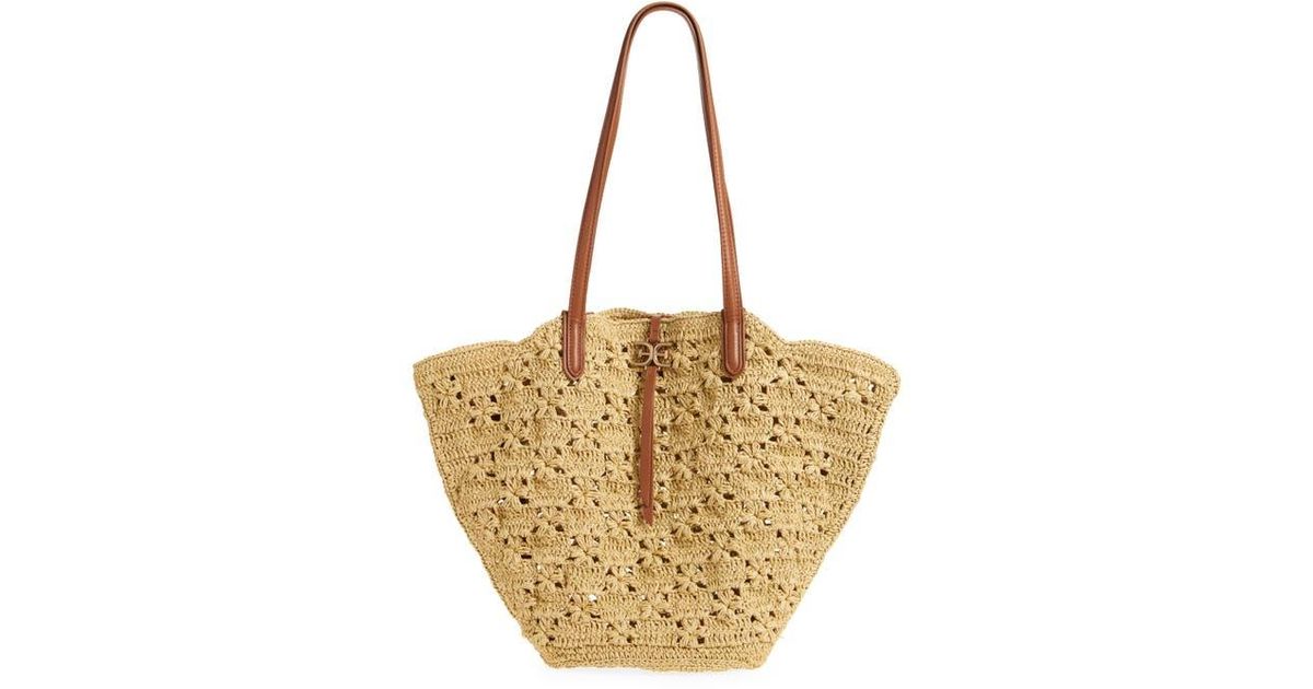 Sam Edelman Layla Floral Raffia Tote Bag in Metallic | Lyst