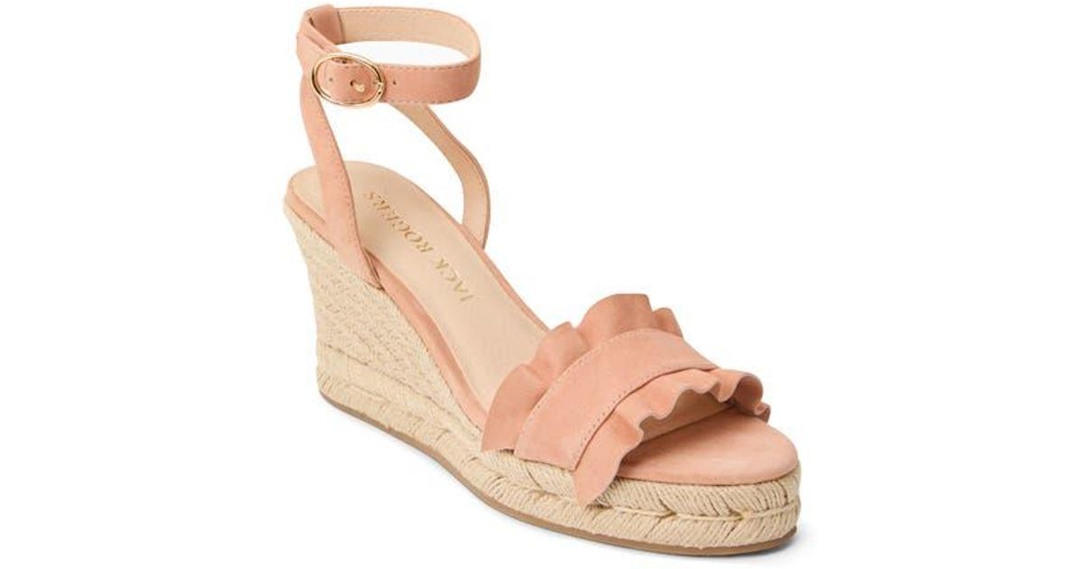 Jack Rogers Rozette Ruffle Espadrille Ankle Strap Platform Wedge Sandal ...