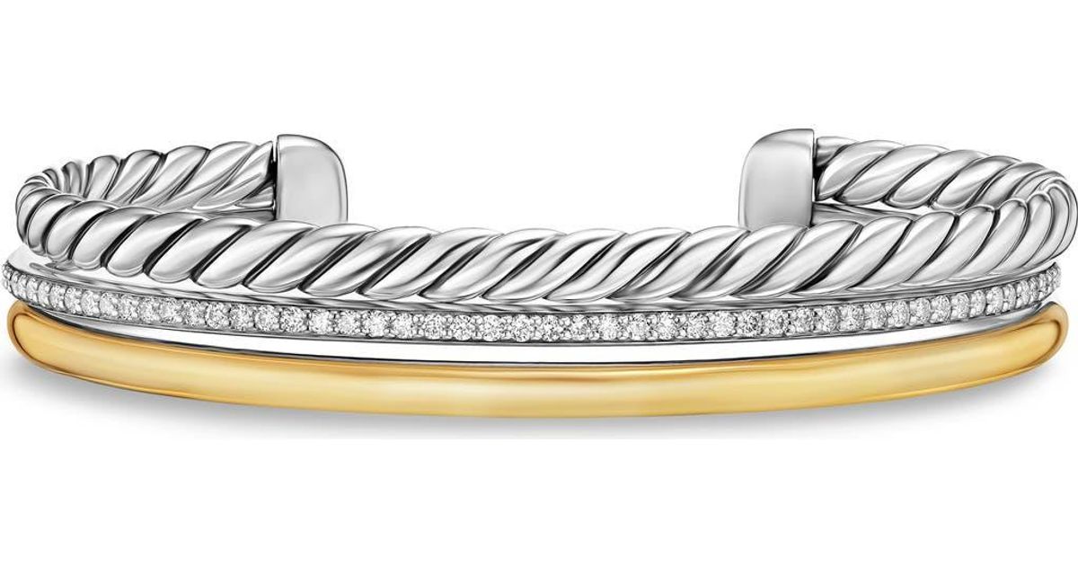 David Yurman Dy Mercer Three Row Cuff Bracelet in Metallic | Lyst