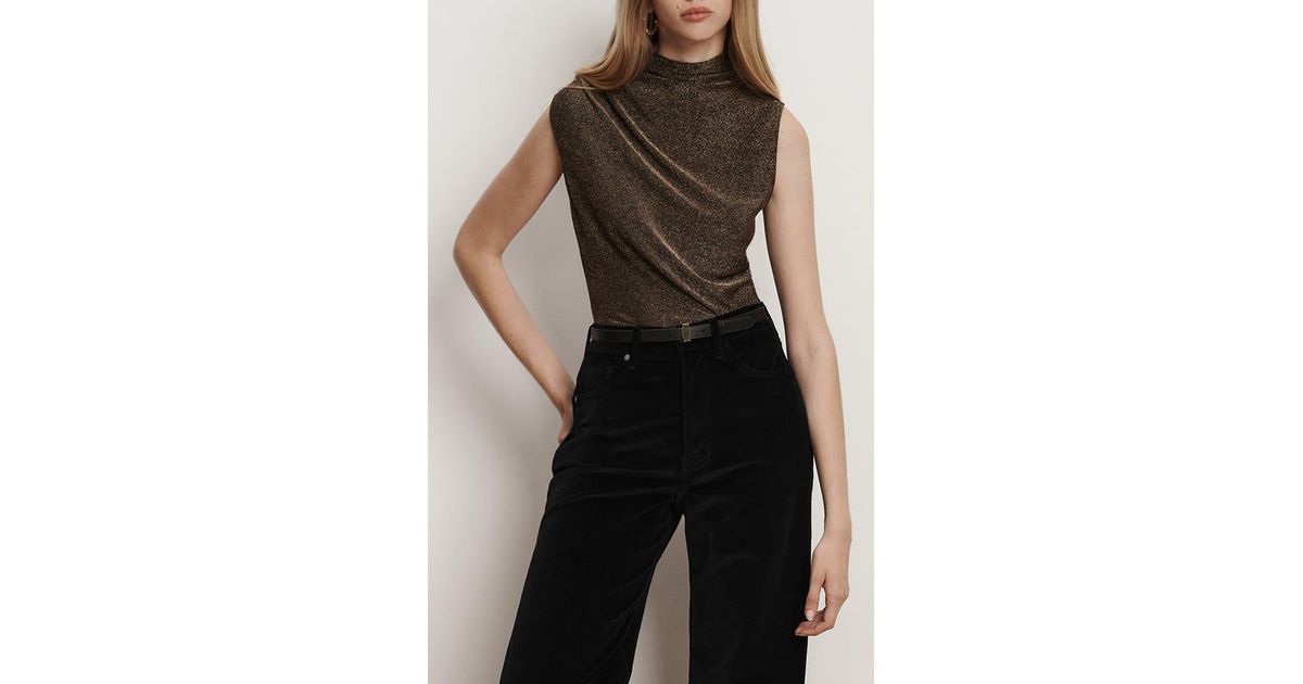 Veronica Beard Mylie Metallic Shimmer Funnel Neck Tank in Black | Lyst