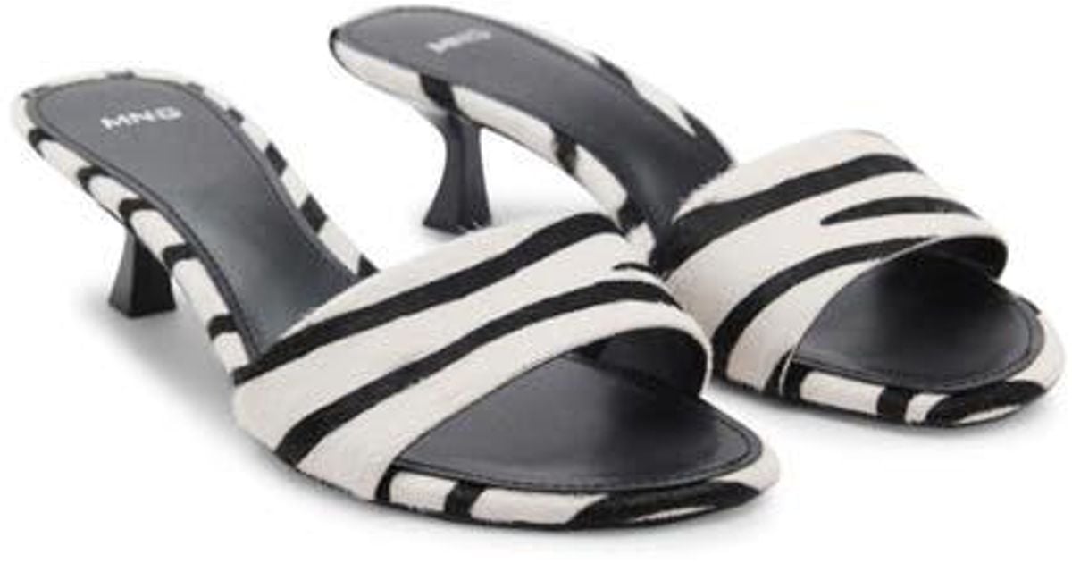 Mango Genuine Calf Hair Slide Sandal in White | Lyst