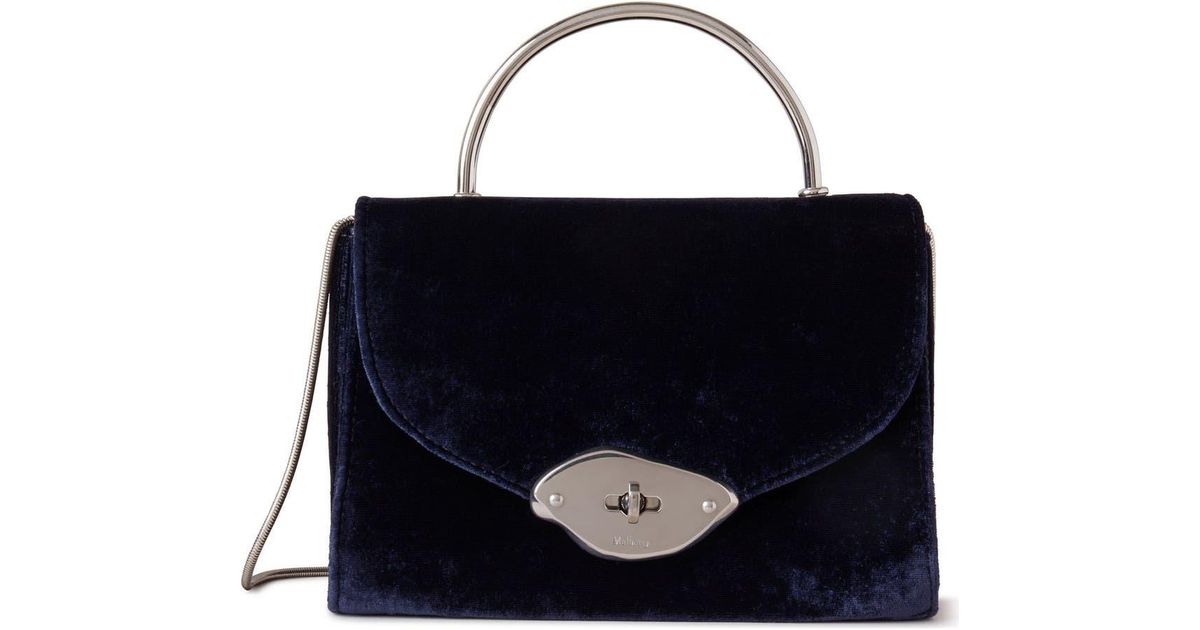 Mulberry Small Lana Velvet Top Handle in Blue | Lyst