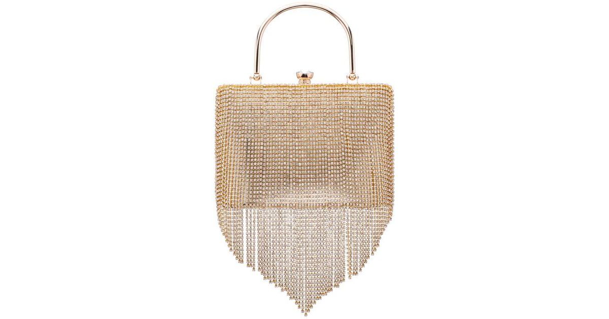 Nina Eden Top Handle Frame Clutch in White | Lyst