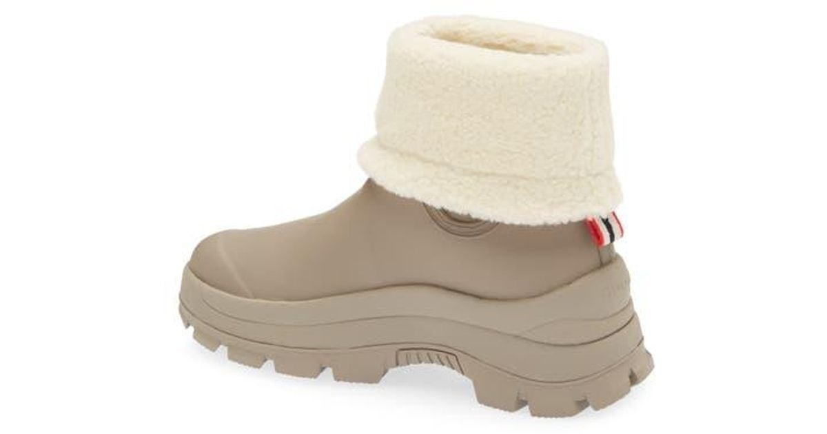 HUNTER Esme Lug Sole Waterproof Snow Bootie in Natural | Lyst
