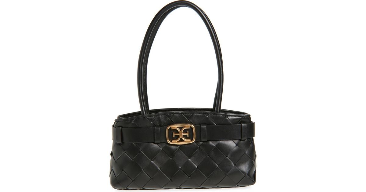 Sam Edelman Cleo Woven Leather Shoulder Bag in Black | Lyst