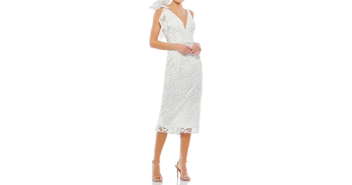 Mac Duggal Sequin Cocktail Dress In White Lyst