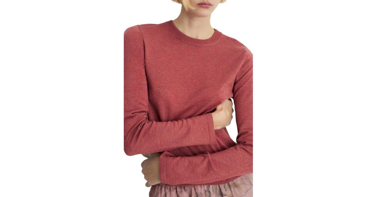 Mango Crewneck Sweater in Red | Lyst