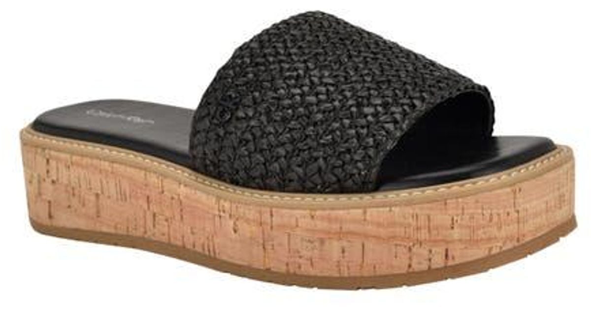 Calvin Klein Arzelia Platform Sandal in Black | Lyst