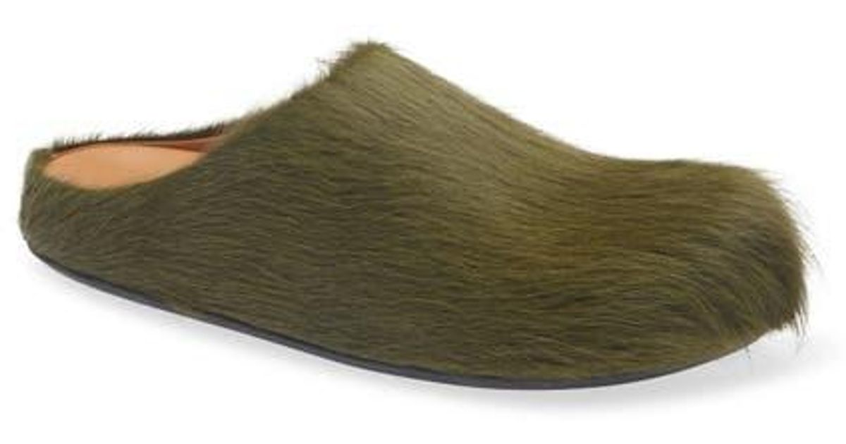 Marni Fussbett Sabot Genuine Calf Hair Clog in Green | Lyst