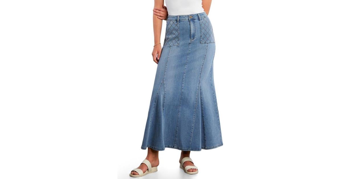 Wash Lab Denim My Queen Denim Maxi Skirt in Blue | Lyst
