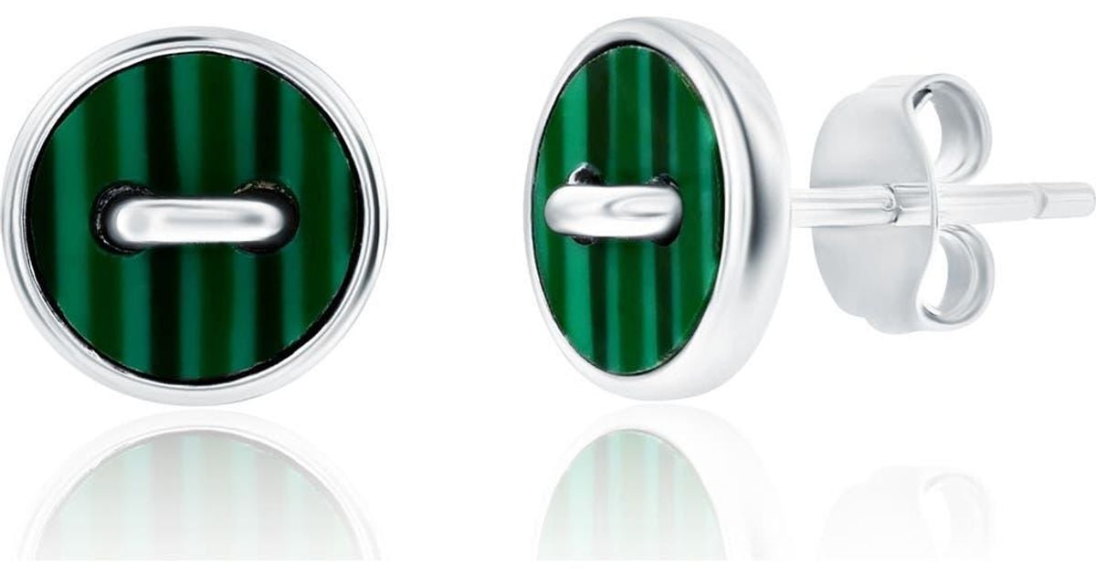 Donatello Gian Sterling Malachite Button Studs in Green | Lyst