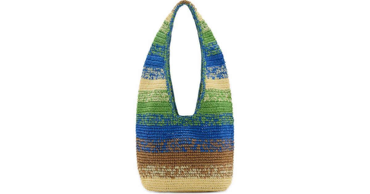 Mango Gradient Stripe Raffia Shopper in Green | Lyst