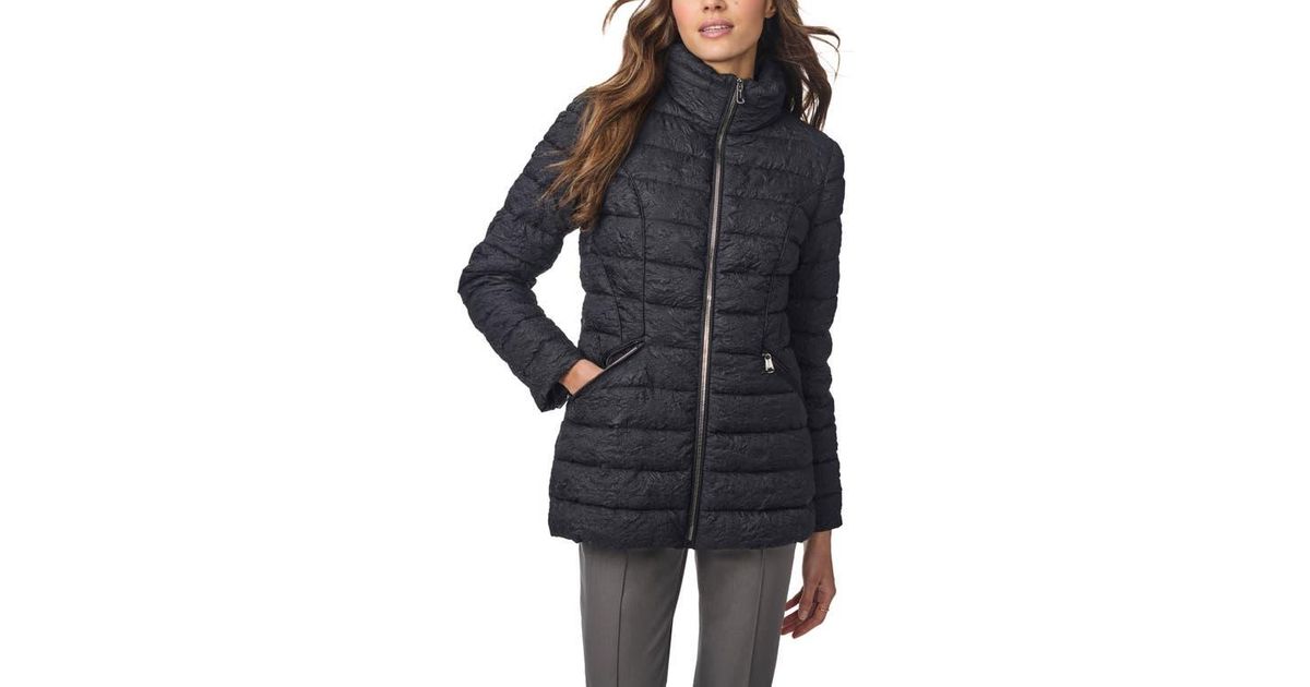 Bernardo Jacquard Puffer Jacket in Black | Lyst