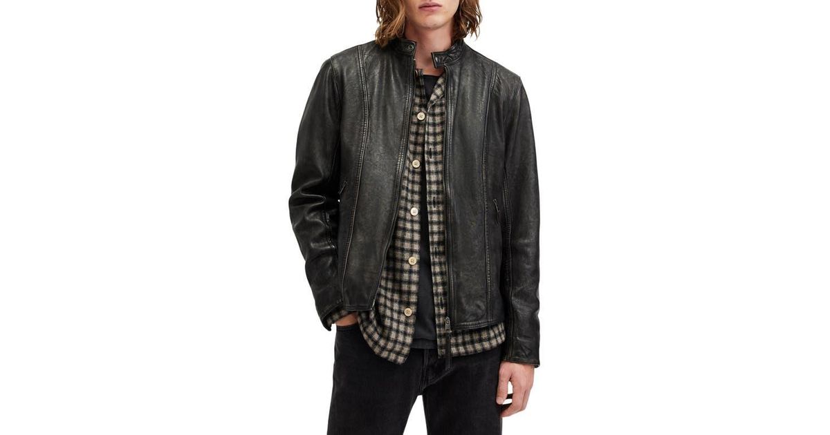 AllSaints Murphy Leather Jacket in Black for Men | Lyst