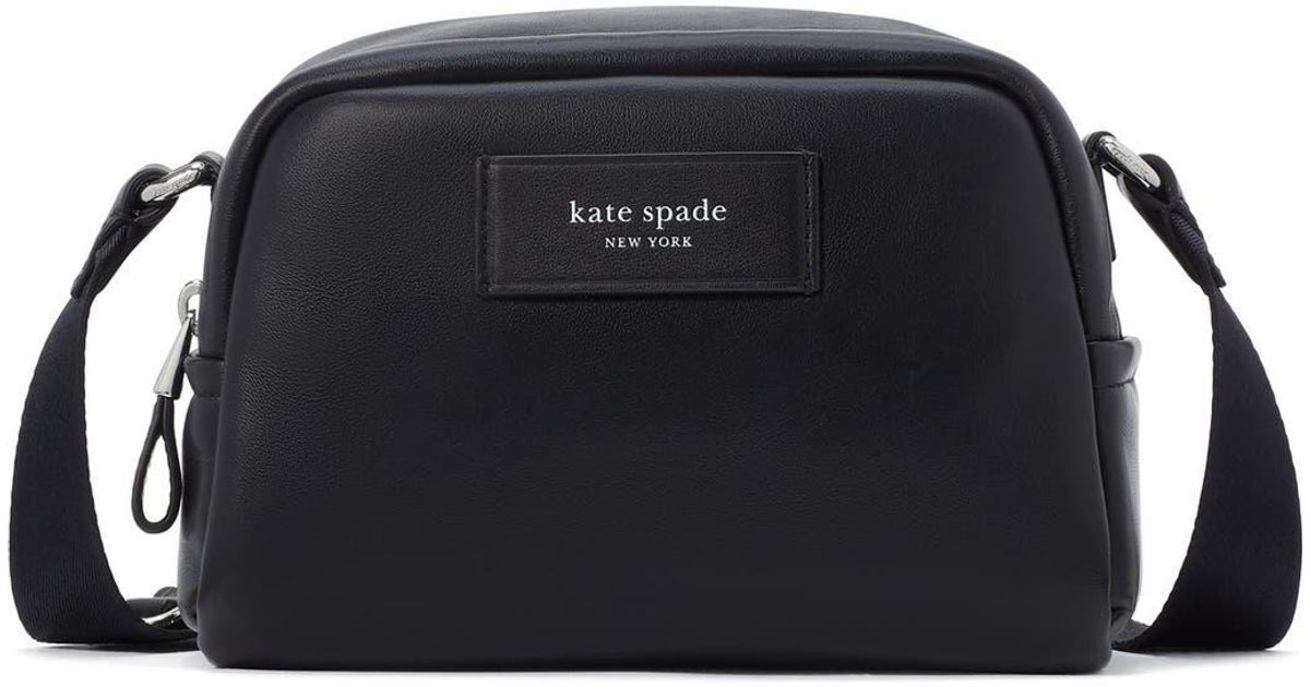 Kate Spade Puffed Small Leather Crossbody Bag in Black | Lyst