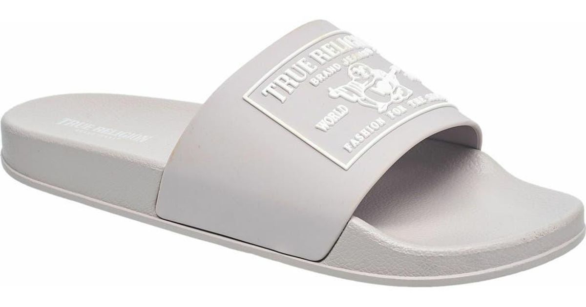 True Religion Kendrick Logo Slide in White for Men | Lyst
