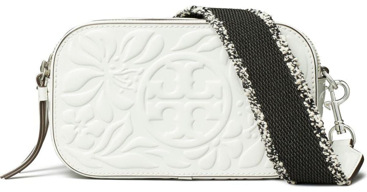 Tory Burch Miller Floral Embossed Mini Leather Crossbody Bag | Lyst