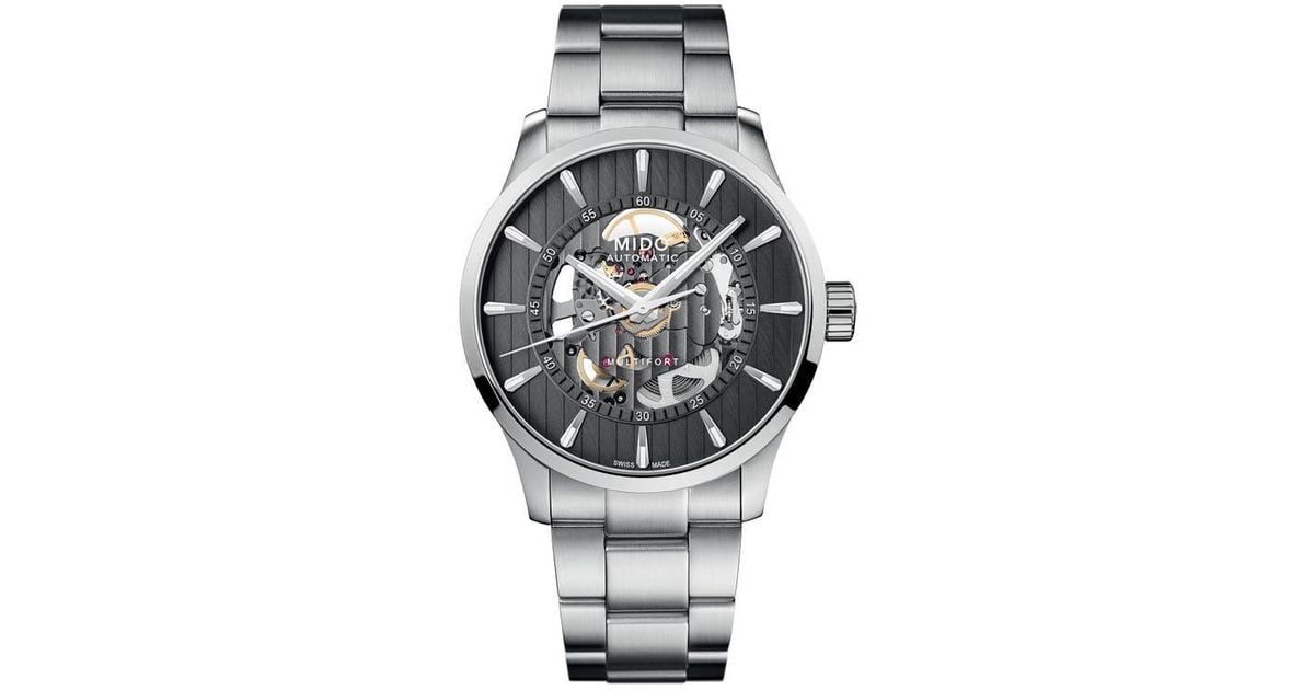 MIDO Multifort Skeleton Vertigo Bracelet Watch, 42Mm in Gray | Lyst