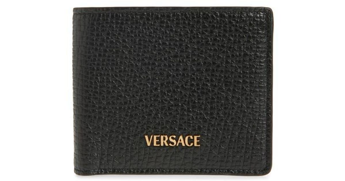 Versace Myth Leather Bifold Wallet in Black for Men | Lyst