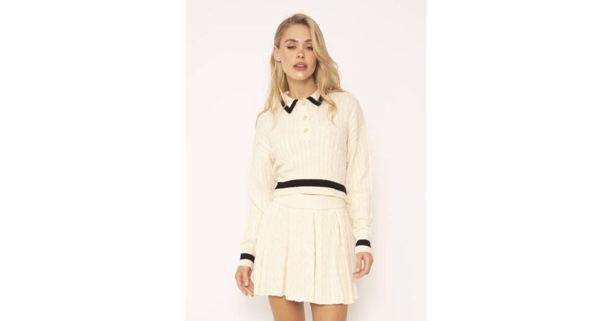 Central Park West Constance Cable Polo in Natural | Lyst