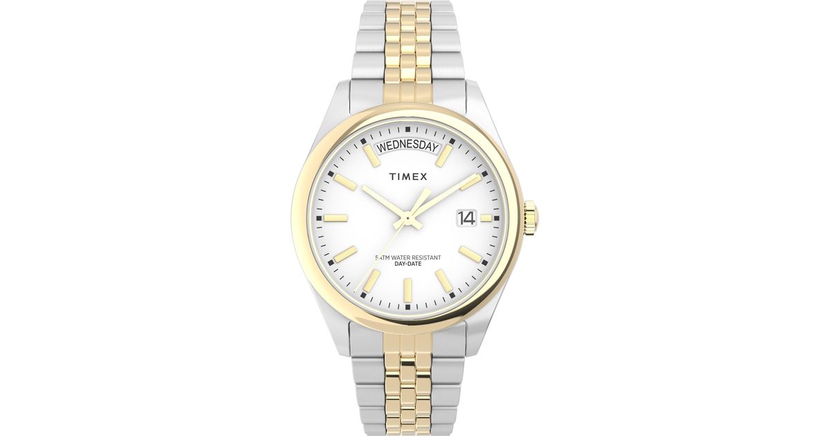 Timex Legacy Day Date Bracelet Watch In Metallic For Men Lyst Timex Legacy Day Date Bracelet Watch In Metallic For Men Lyst