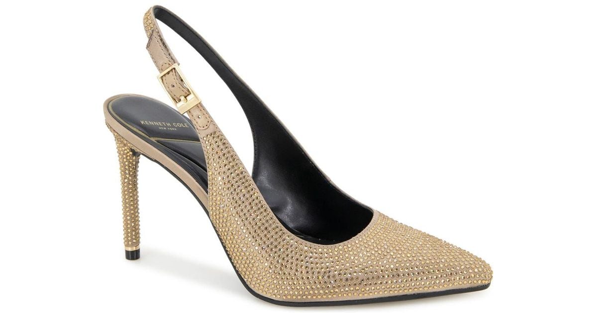 Kenneth Cole Quinnly Crystal Slingback Pointed Toe Pump in Metallic | Lyst
