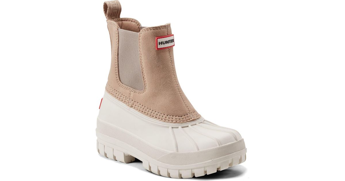 HUNTER Sutton Waterproof Duck Boot in Brown | Lyst