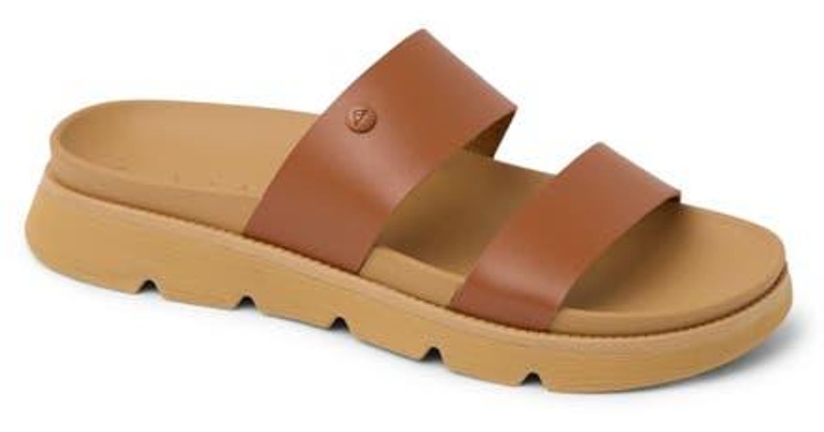 Reef Vista Luxe Thea Platform Slide Sandal in Brown | Lyst