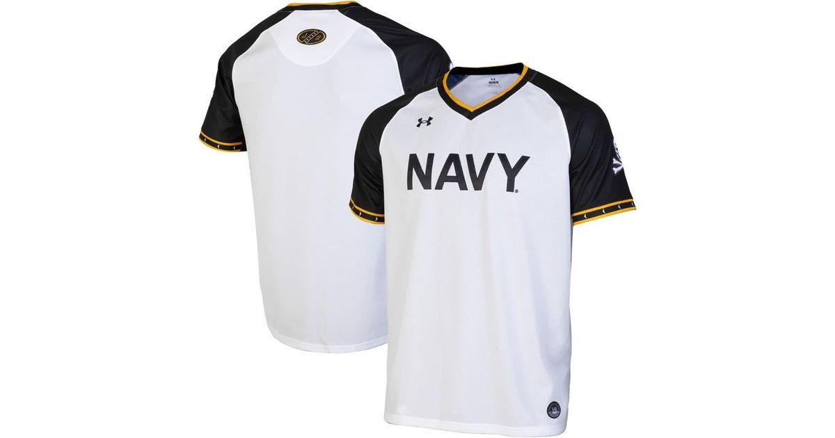 Under Armour Midshipmen Replica Full-Button Baseball Jersey in White ...