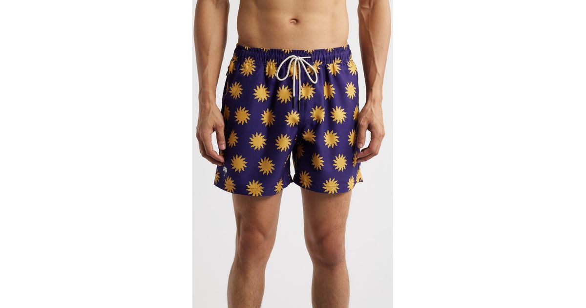 Oas Sunday Sun Relaxed Fit Swim Trunks in Blue for Men | Lyst
