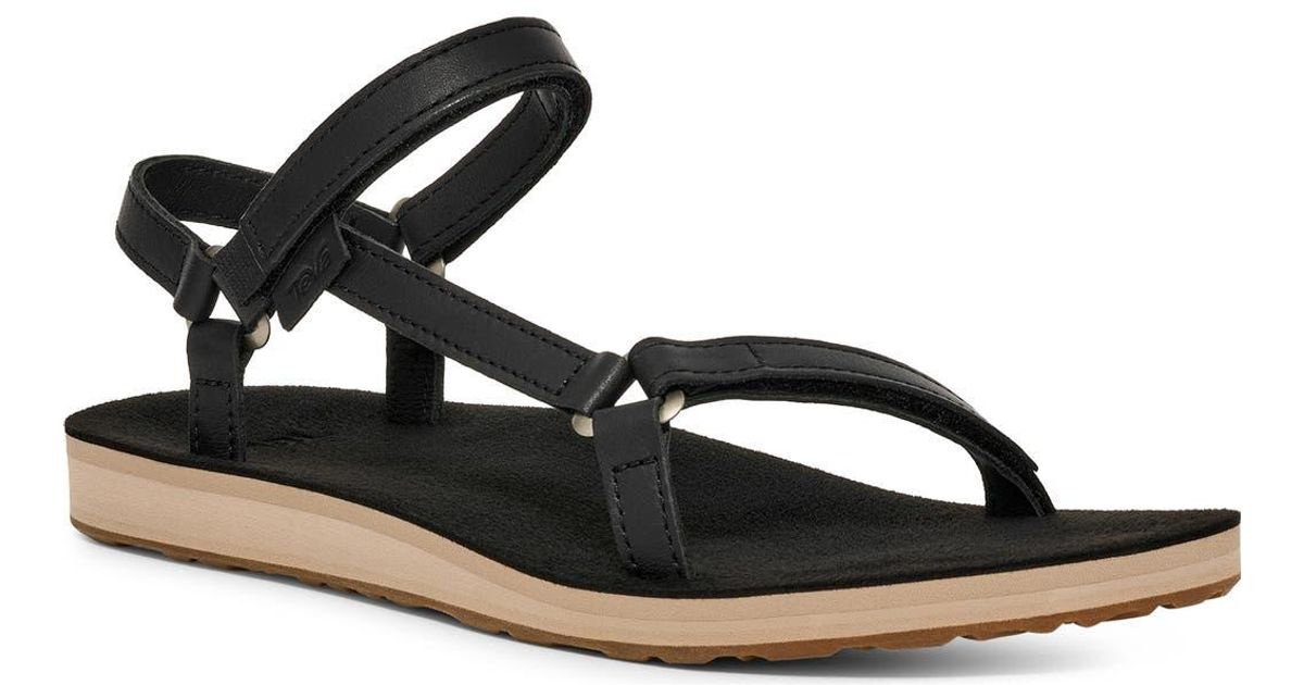 Teva Original Universal Slim Leather Sandal in Black | Lyst