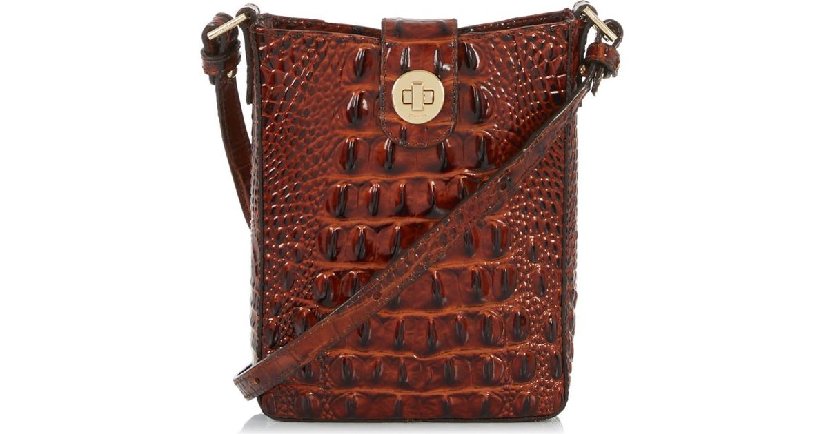 Brahmin Marley Croc Embossed Leather Crossbody Bag in Brown | Lyst