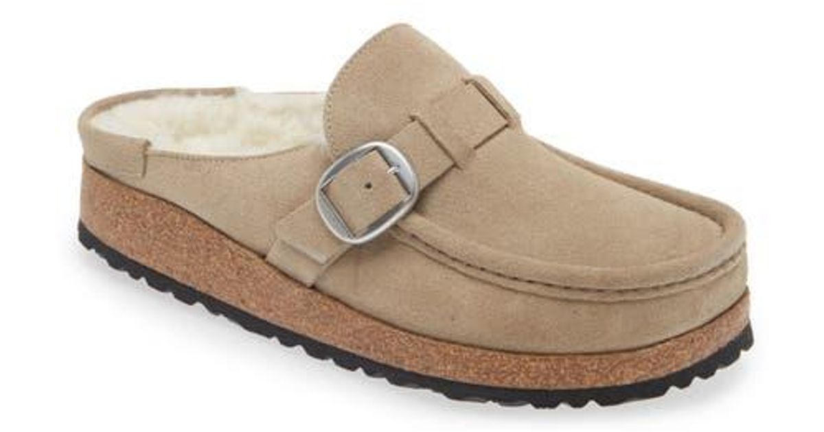 Birkenstock Buckley Genuine Shearling Mule in Gray | Lyst