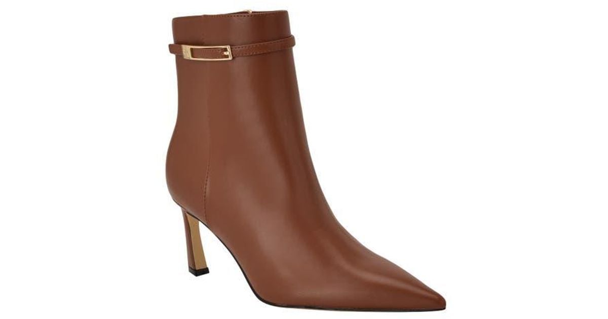 Calvin Klein Alenna Pointed Toe Bootie in Brown | Lyst