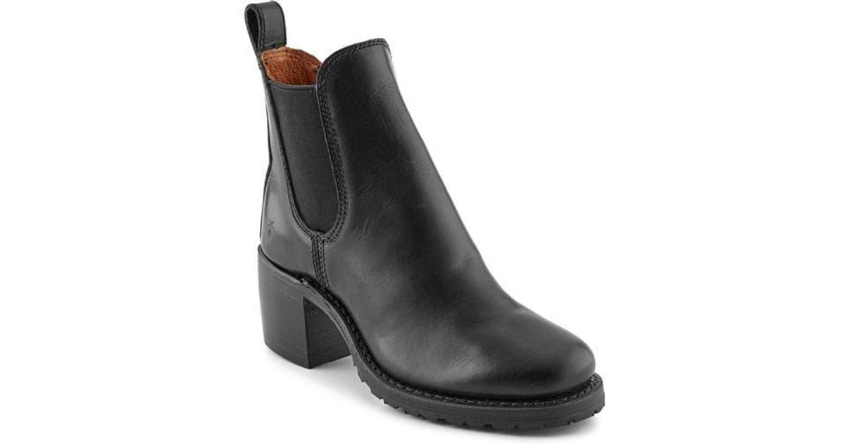 Frye Sabrina Block Heel Chelsea Boot in Black | Lyst