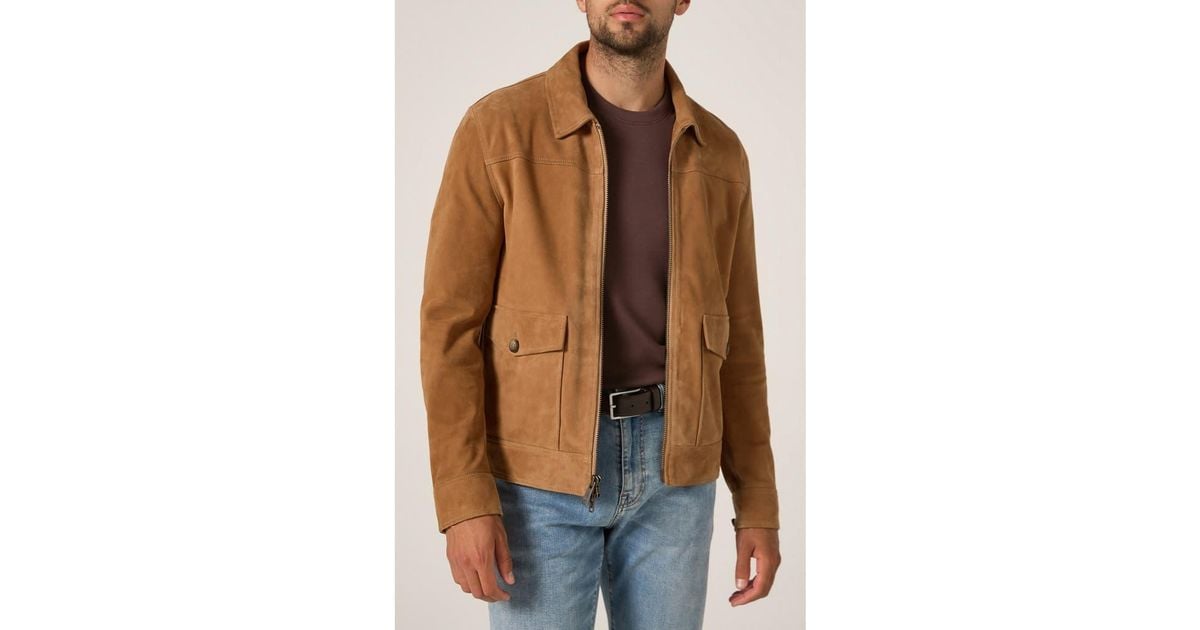 7 Diamonds Suede Flight Jacket in Brown for Men | Lyst