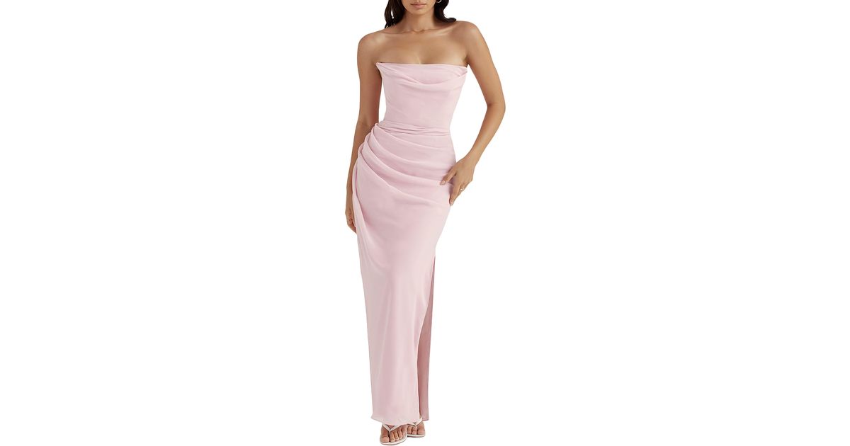 House Of Cb Adrienne Satin Strapless Gown | Lyst
